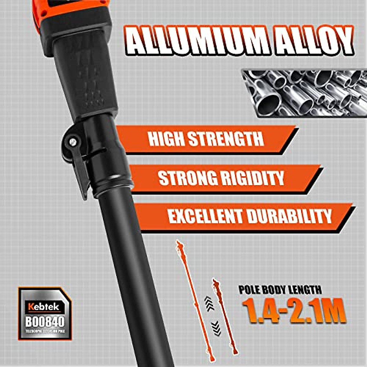 83Inch Telescopic Extension Pole for Kebtek B00840 Cordless Electric Pruning Shears, Sturdy and Lightweight Aluminum Alloy Telescopic Rod