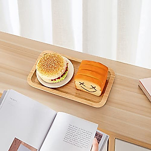 Bamboo Vanity Tray, Bathroom Counter Tray, POVTOKA Rectangular Wood Toilet Countertop Organizer Holder for Soap Dispenser Candle Jewellery Perfume, 9.8 x 5.5 x 0.8inch