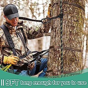 Hunter Reflective Safety Rope for Tree Stand 30ft 9ft - Heavy Duty 1300 Lb Rated Hunting Linemans Lifeline Rope with Adjustable Prusik Knot, Durable Tree Tether for Tree Harness