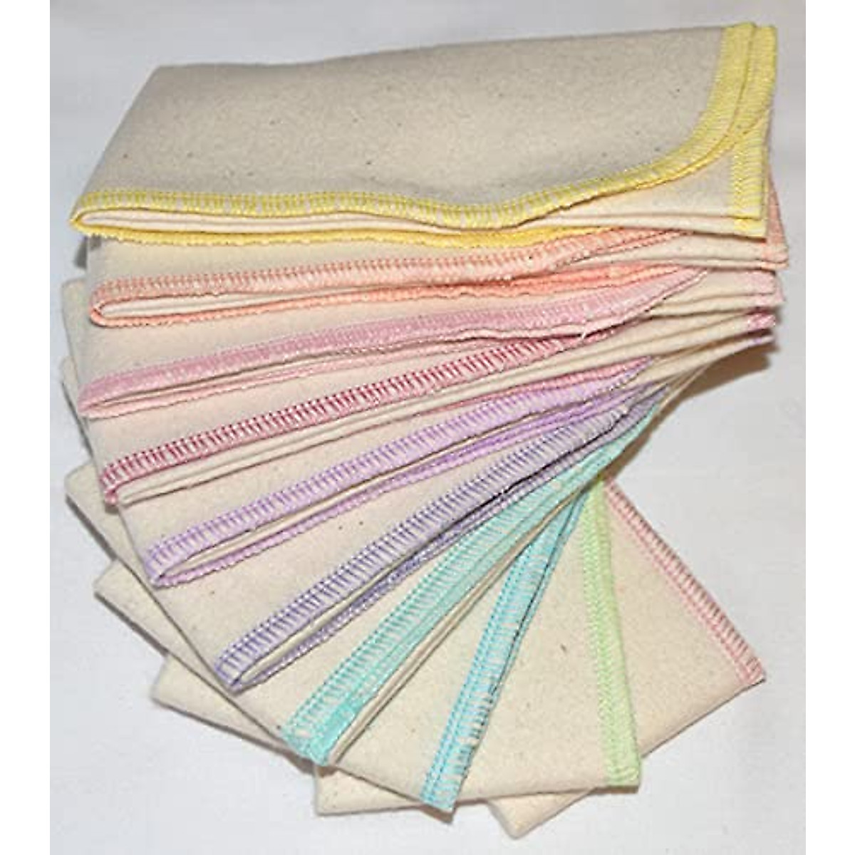 Gina's Soft Cloth Shop 11x12 1 Ply Certified Organic Cotton Flannel Set of 10 Paperless Towels Pastel Edges