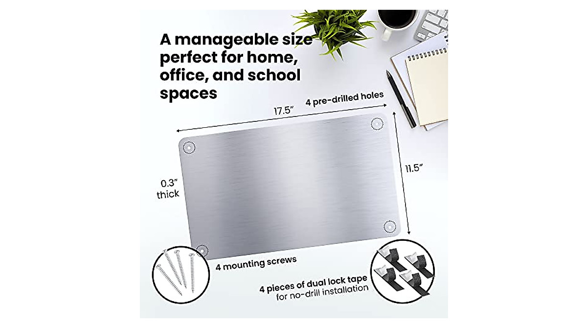 Stainless Steel Magnet Board - 17.5 x 11.5 inches for Organizing & Display