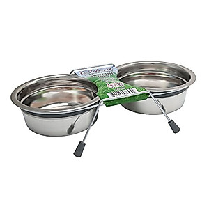 Loving Pets Silent Double Diner Pet Bowl, 1/2-Pint, Grey