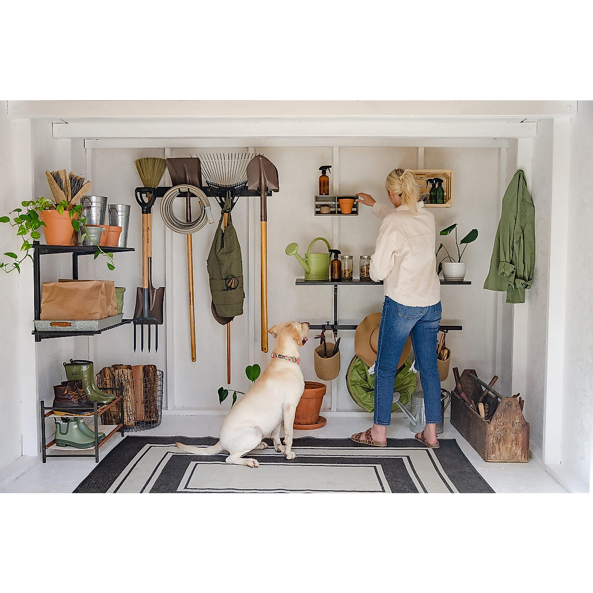 StoreYourBoard BLAT Garage Garden Tool Organizer Wall Mount, Garage Organization and Storage, Shovel & Rake Hangers Yard Tool Rack, Industrial Steel Holds 250 Pounds