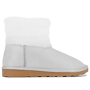 Nautica Girls Boots with Sherpa Fur Lining Warm - Comfortable Snow Ankle Winter Bootie For Little Kids & Big Kids-Siya Girls-Grey Shimmer Silver Size-2