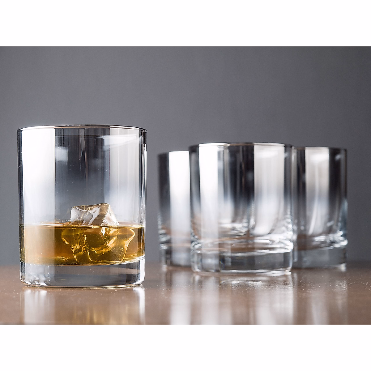 Barski Glass - Double Old Fashioned - Tumblers - Smoked - for Whiskey - Bourbon - Water - Beverage - Drinking Glasses - Set of 4-10 Oz. - Made in Europe