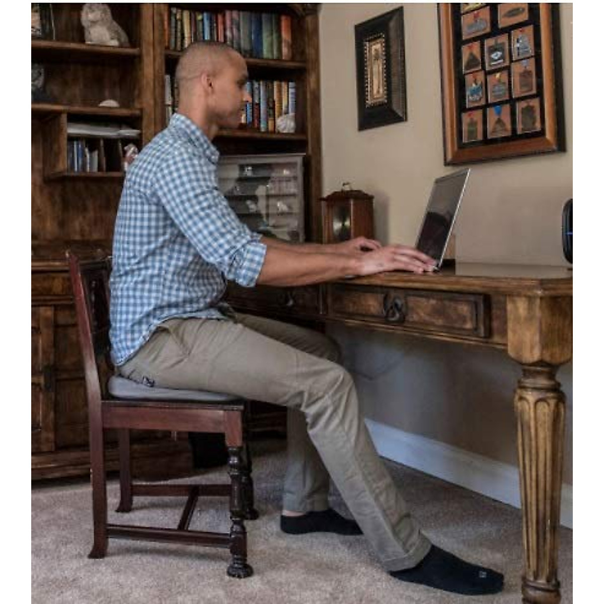 Dreamsweet Extra Thick Memory Foam Dual Layer Seat Cushion Pad for Office, Home Sitting & Driving Comfort, Gray