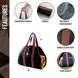 Firewood Carrier Heavy Duty Firewood Holder Utility Tote Log Holder Premium Firewood Tote Fireplace Accessories Wood Basket for Fire Logs Canvas Firewood Carrier Log