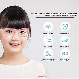 CHEERS DEVICES Blue Light Glasses for Kids Boys Girls Teens - 3 Pack Computer Glasses with Unbreakable Frame and Anti-Glare - blue light glasses for teen girls, lentes de sol para niños (Age 3-8)