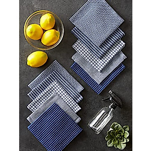 DII Ultra Absorbent, Everyday Cotton Kitchen Towels, Dishcloth Set, Assorted Blue, 5 Piece