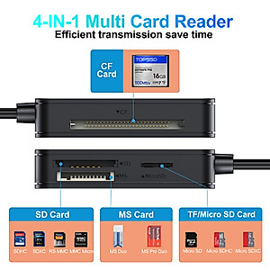 Compact Flash Card Reader, Multi Memory Card 4-in-1 Simultaneous Reading 5Gbps Data Transfer, SD/Micro SD TF/MS/CF External Adapter for Computer PC Camera Laptop