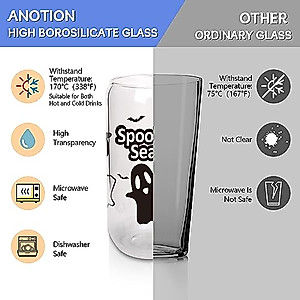 ANOITON Spooky Season Decor - 18oz Ghost Mug with Lid and Straw, Indoor Halloween Party Supplies