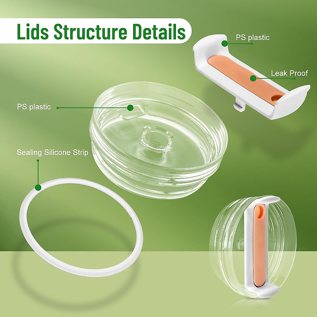 2 packs Tumbler Lids for 40 oz Stanley Cup Accessories Spill kids proof splash 40oz Transparent Cup Covers coffee mugs swivel lid Cup cover ((2 Pack, White))