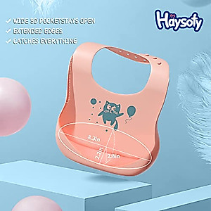 Haysofy Silicone Bibs, 3 Pack Silicone Baby Bib for Babies & toddlers, Soft Adjustable Fit Waterproof Bibs