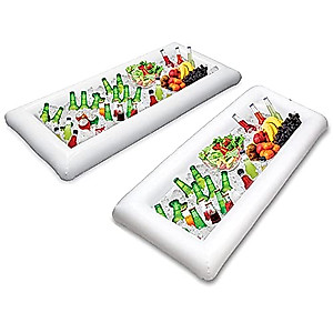 Jasonwell Inflatable Serving Bars Ice Buffet Salad Serving Trays Food Drink Holder Cooler Containers Indoor Outdoor BBQ Picnic Pool Party Supplies Luau Cooler w Drain Plug