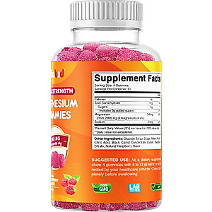 Vitabod Extra Strength Magnesium Gummies, Supports Nerve Health, Bone Health, Muscle Health - 120 Gummies - (340 mg of Elemental Magnesium from 2896 mg of Magnesium Citrate / 4 Gummies)