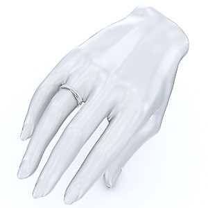 PRSTANI 10K White Gold Fancy Criss Cross Simulated Diamond Pave Ring Wedding Band Half Eternity (8.5)