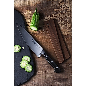 Cangshan TV2 Series 1022735 Swedish 14C28N Steel Forged 8-Inch Chef Knife and Wood Sheath Set