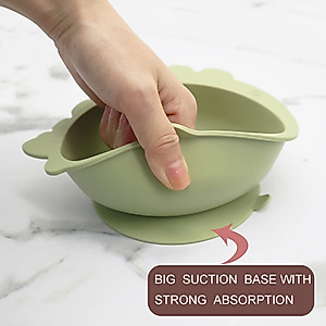 Rainbow & Butterflies |8 Piece| DINO Silicone Baby Feeding Set – |Bib, Suction Bowl, Suction Plate, Sippy Cup, 2-in-1 Straw & Snack Cup Lid, Straw & Spoon| – Food Grade Silicone, BPA Free (Olive)