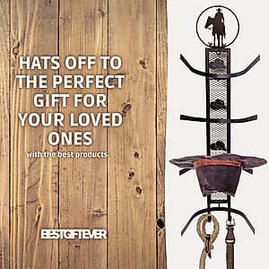 BestGiftEver Cowboy Hat Rack Wall Mount - Rustic Western Style Metal Hat Holder with 4 Slots - Country Cowboy Decor for Wall or Over Door, Ideal for Ranch and Rustic Home Style Enthusiasts