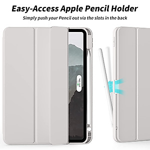 Aoub New iPad Pro 11 Inch Case 4th/3rd /2nd Generation (2022/2021/2020) with Pencil Holder [Support 2nd Gen Pencil Charging] Trifold Stand Case with Soft TPU Back Cover, Auto Sleep/Wake, Gray