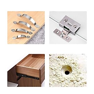 22PCS Self Centering Drill Bit Set, Door Window Cabinet Hinge Hardware Drill Bits, 10 Tapper Core Hole Puncher with 10 Replacement Drill Bits & Hex Key & Center Punch