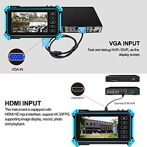 Rsrteng IP Camera Tester, IPC-5200 Plus 8MP AHD CVI TVI SDI CVBS IP Camera Test 4K HD Display Video Monitor 5inch IPS Touch Screen IPC Tester Support POE PTZ RS485 HDMI & VGA Input DC12V Output