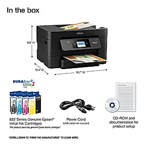 Epson Workforce Pro WF-3823 Wireless All-in-One Printer with Auto 2-Sided Printing, 35-Page ADF, 250-Sheet Paper Tray and 2.7" Color Touchscreen, Black