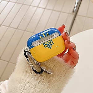 Compatible Airpod pro 2 Generation Protective Cover, Ukraine Cool Skin Design, 3D Cute Style Skin, Silicone Keychain Accessories Protective Cover for Men and Women Airpod pro 2 case (Flag of Ukraine)