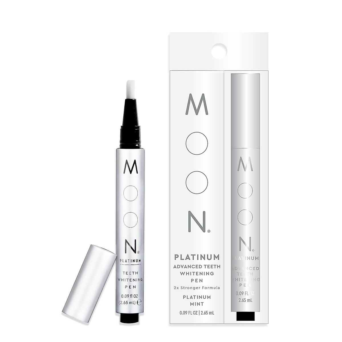 MOON Platinum Teeth Whitening Pen, Whitens Teeth Fast, Gentle on Sensitive Teeth, 30+ Uses, Vegan, Mint Flavor