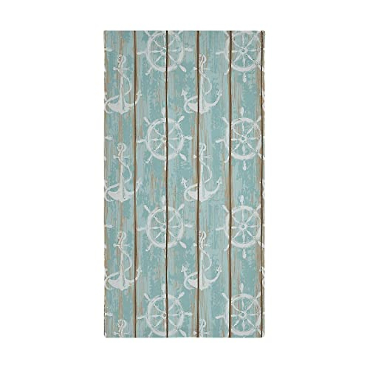 Wamika Nautical Theme Anchor Hand Bath Towel Hanging Towels Set Vintage Wood Board Print Turquoise Kitchen Dish Towel Highly Absorbent 2pcs
