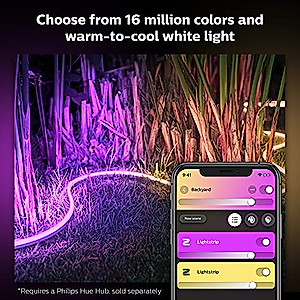 Philips Hue White & Color Ambiance Outdoor LightStrip 5m/16ft (Requires Hue Hub, Works with Amazon Alexa Apple HomeKit and Google Assistant) (530931)