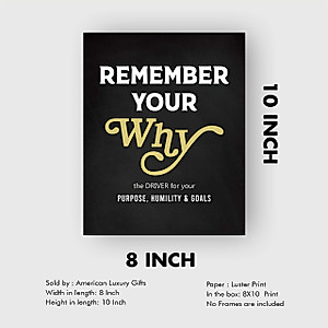 Remember Your Why - Motivational Wall Decor, Inspirational Wall Art Print For Home Decor, Office Decor, Classroom & College Dorm Decor. Great Gift of Motivation & Inspiration! Unframed-8 x 10"