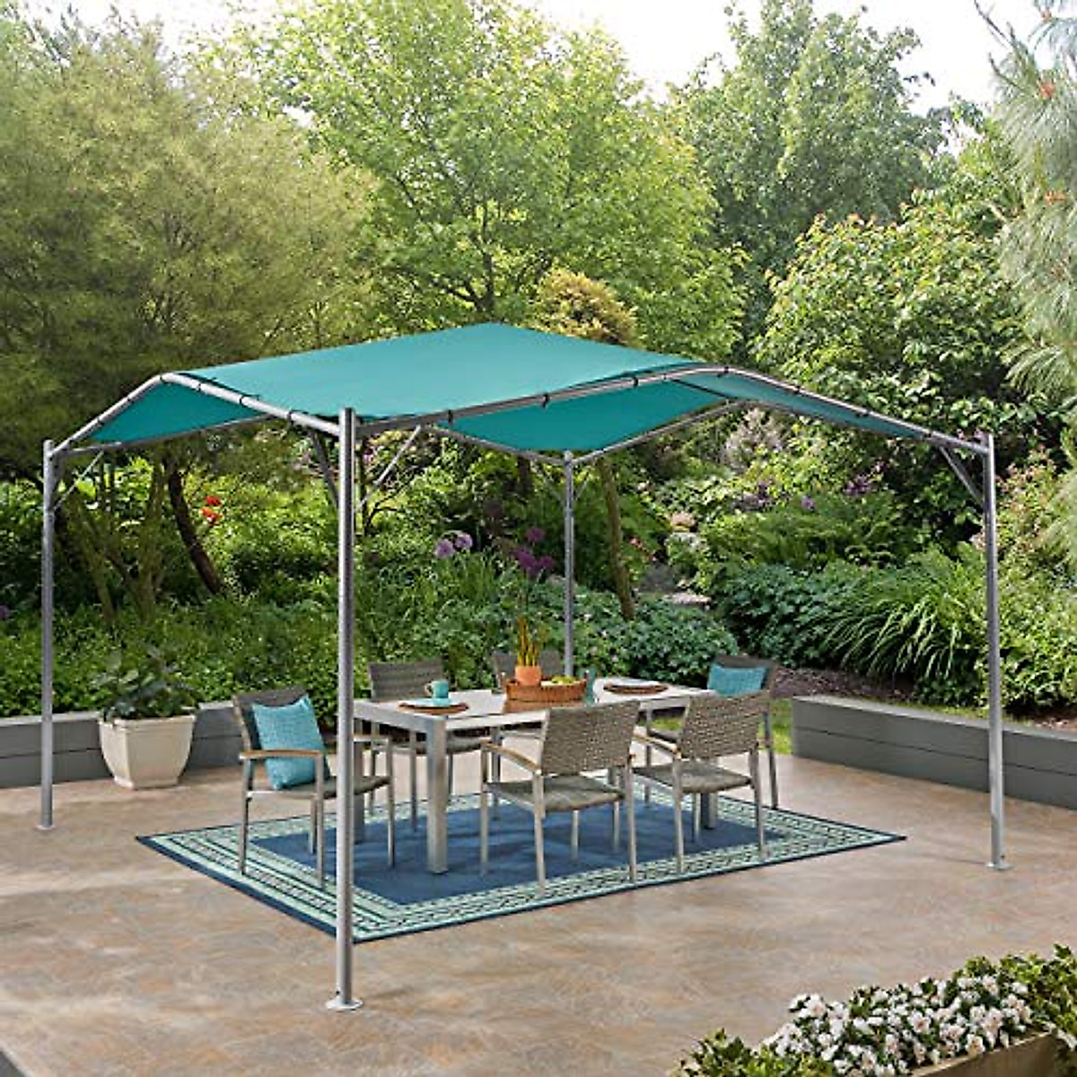 Christopher Knight Home Gladys Outdoor 11.5' x 11.5' Modern Gazebo Canopy, Teal and Silver