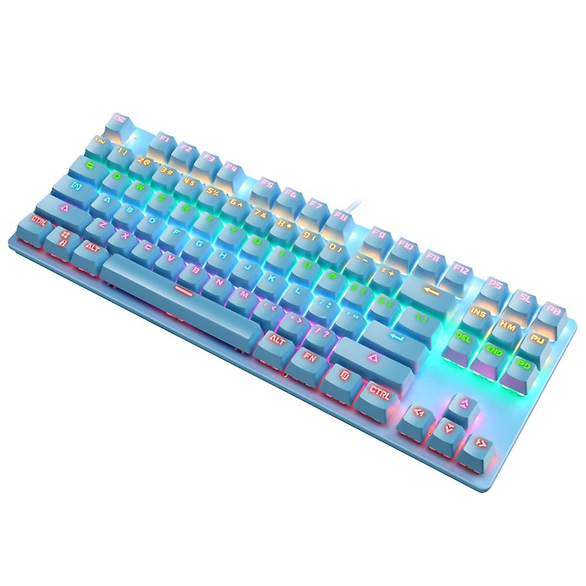 ZHANGLI 87 Keys Mechanical Keyboard, Colorful Backlit SUB Wired Gaming Keyboard for PC Typing, Typists, Gamers