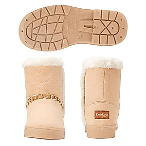 bebe Girls' Winter Boots - Quilted Faux-Fur Shearling Boots (Little Girl/Big Girl), Size 2 Little Kid, Tan
