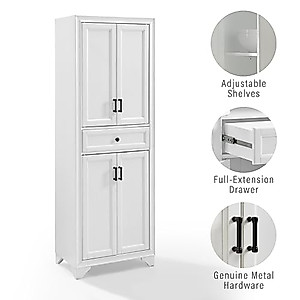 Crosley Furniture Tara 3-Piece Modern Farmhouse Sideboard Buffet Cabinet and Kitchen Storage Pantry Set, Distressed White