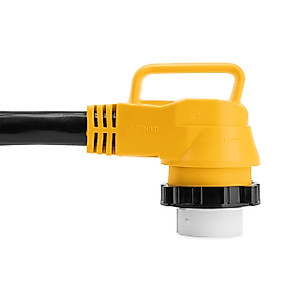 Camco Power Grip 18" Dogbone Extension Cord Adapter with 50-Amp Power Locking Male and 50-Amp 90-Degree Locking Female Ends for Electrical Connection