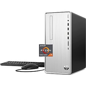 HP 2023 Newest Pavilion Desktop PC, AMD Ryzen 7 5700G (8 cores), 32GB RAM, 2TB SSD, 2TB HDD, AMD Radeon Graphics, Wi-Fi, Bluetooth, Keyboard and Mouse Combo, 9 USB Ports, Windows 11 Pro, Silver