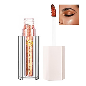 Rosarden Glitter Liquid Eyeshadow, Glitter Eyeshadow, Face Glitter, Liquid Eyeshadow,Metallic Eye Shadow, Long Lasting, Quick-Drying, Waterproof Orange Glittering Eye Shadow For Women