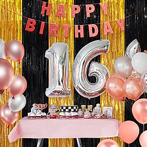 Black Gold Metallic Tinsel Foil Fringe Curtains, 2 Pack 3.3x8.3 Feet Party Streamer for Birthday Party Decorations, Halloween Decor, Foil Curtain Backdrop for Bachelorette Party