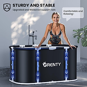 Foldable Portable Ice Bath Tub for Athletes, XXL 130 GAL Ultra Large Cold Plunge Tub with Floating Thermometer, Recovery and Therapy Cold Hot Baths Tub at Home Garden Yard Outdoor Gym