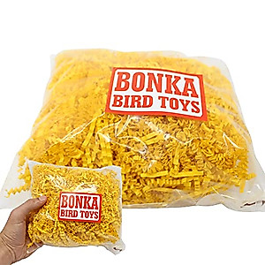 Bonka Bird Toys Colored Crinkle Shred Paper Chew Forage Nesting Natural Multi-Use Craft Part Projects Cockatiels Parakeets Conures Amazons and Other Similar Birds (Yellow)