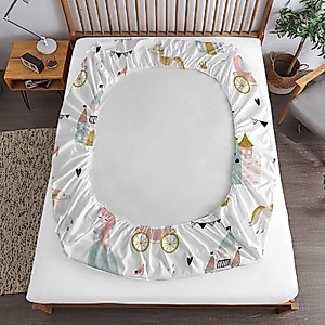 MUSOLEI Princess Fitted Sheet Set Cute Girl Castle Sheet Girl Bed Sheets Girls Teens Kids Bedding Set 1 Deep Pocket Fitted Sheet with Pillowcase Microfiber (Princess, Twin)