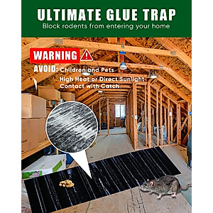 SEEKBIT 3 Pack Rat Sticky Traps 6X Extra Large, Black Mouse Glue Trap Sticky Trap for Mice and Rats, Enhanced Stickiness Trapping Pads Snakes Spiders Roaches for House Rodent Pest Control