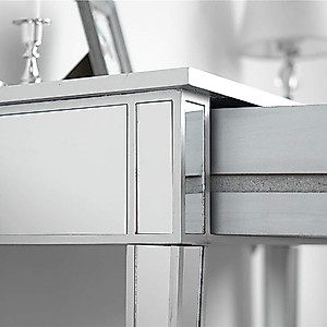 Mirrored Console Table with 2 Drawer, Silver Mirrored Makeup Dressing Table Vanity Desk, Modern Writing Desk Media Table for Bedroom Entryway Home Office