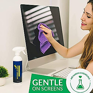 Screen Cleaner Kit - Best for LED & LCD TV, Computer Monitor, Laptop, and iPad Screens – Contains Over 1,572 Sprays in each Large 16 ounce Bottle – includes Premium Microfiber Cloth