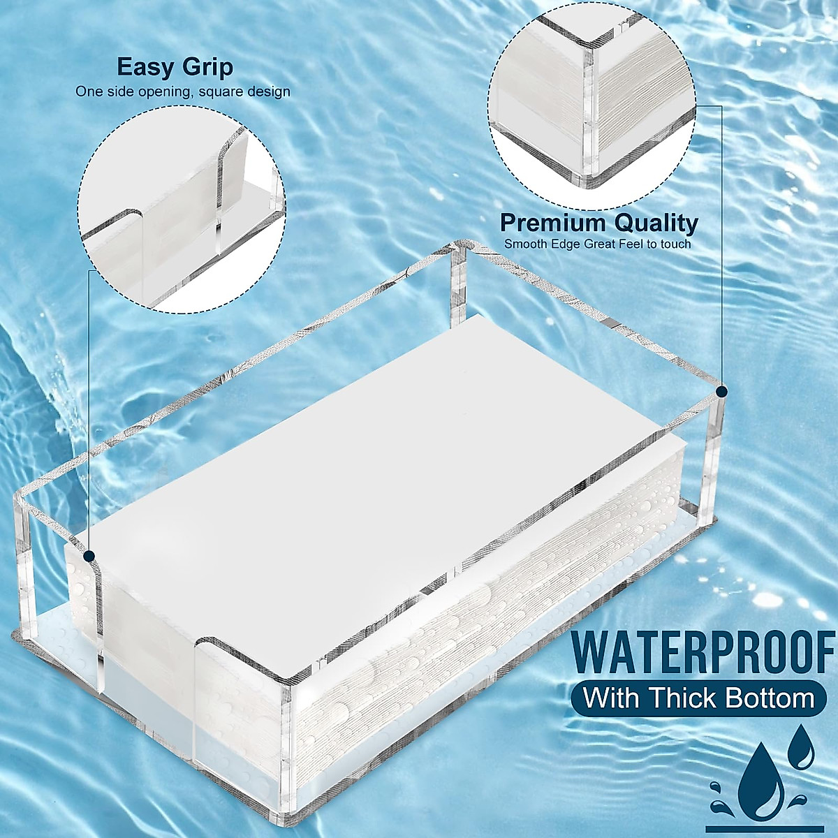 Fengzhe Acrylic Guest Towel Napkin Holder, Clear Bathroom Paper Hand Towels Storage Tray, Disposable Paper Towel Holder for Bathroom, Kitchen, Parties, Weddings, and Various Events .8.5''x4.9''x2.4''