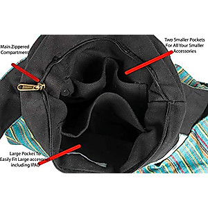 Tribe Azure Large Quilted Hobo Shoulder Bag Crossbody Sling Beach Travel (Blue Black)