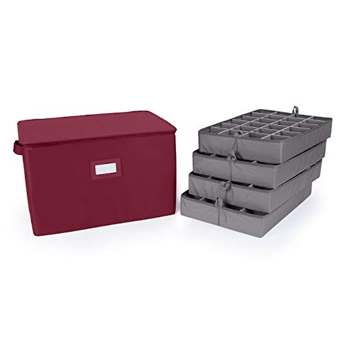 Covermates Keepsakes - Adjustable Zip-Top Storage Box - Configurable FlexGrid Compartments - Heavy Duty Polyester- Reinforced Handles - Stackable Design - Indoor Storage-Scarlett Red