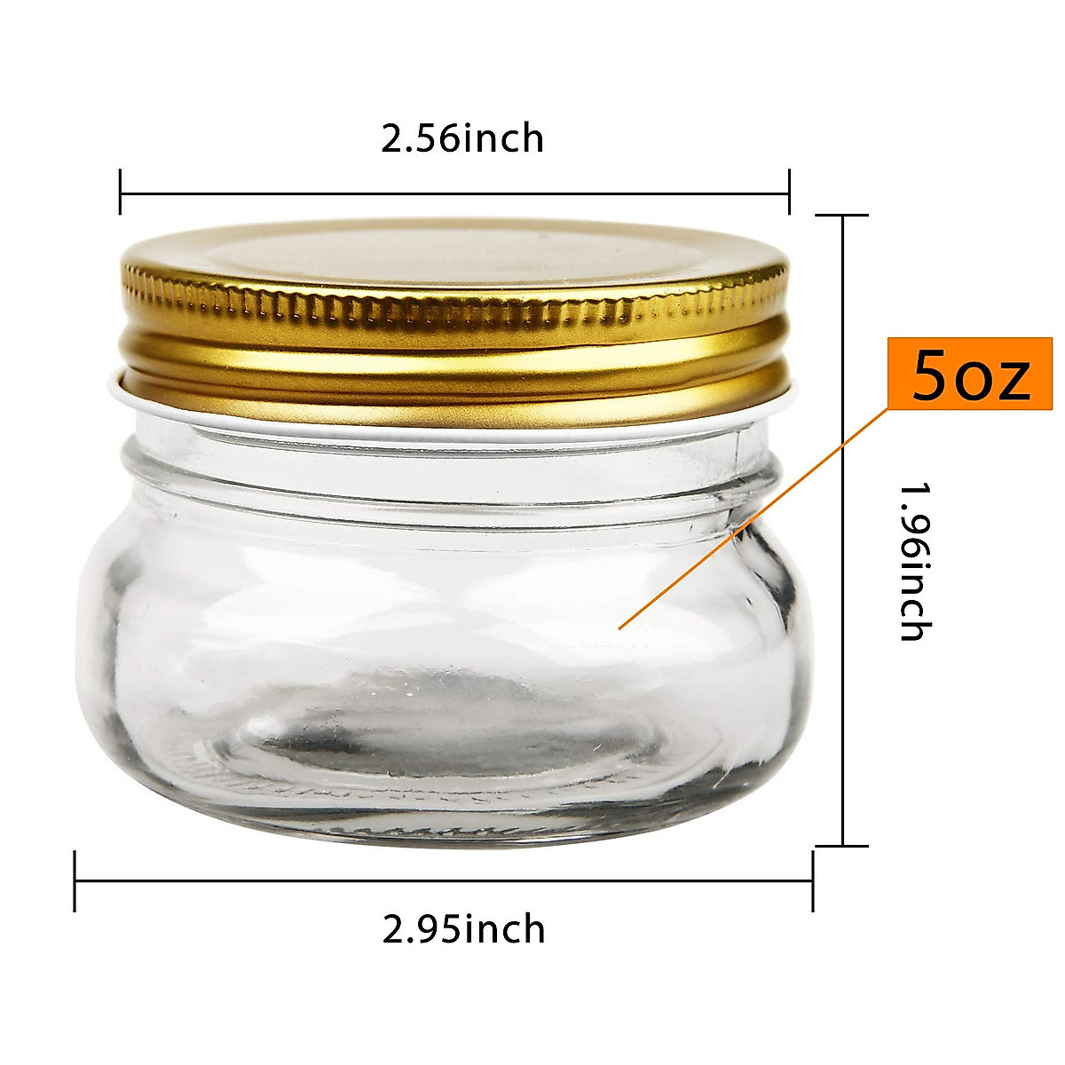 Encheng 5 oz Wide Mouth Mason Jars,Clear Glass Jars with Lids(Golden),Small Spice Jars for Herb,Jelly,Jams,Wedding Favors,Shower Favors,Baby Foods,Mini Canning Jars for Kitchen Storage 40 Pack … …